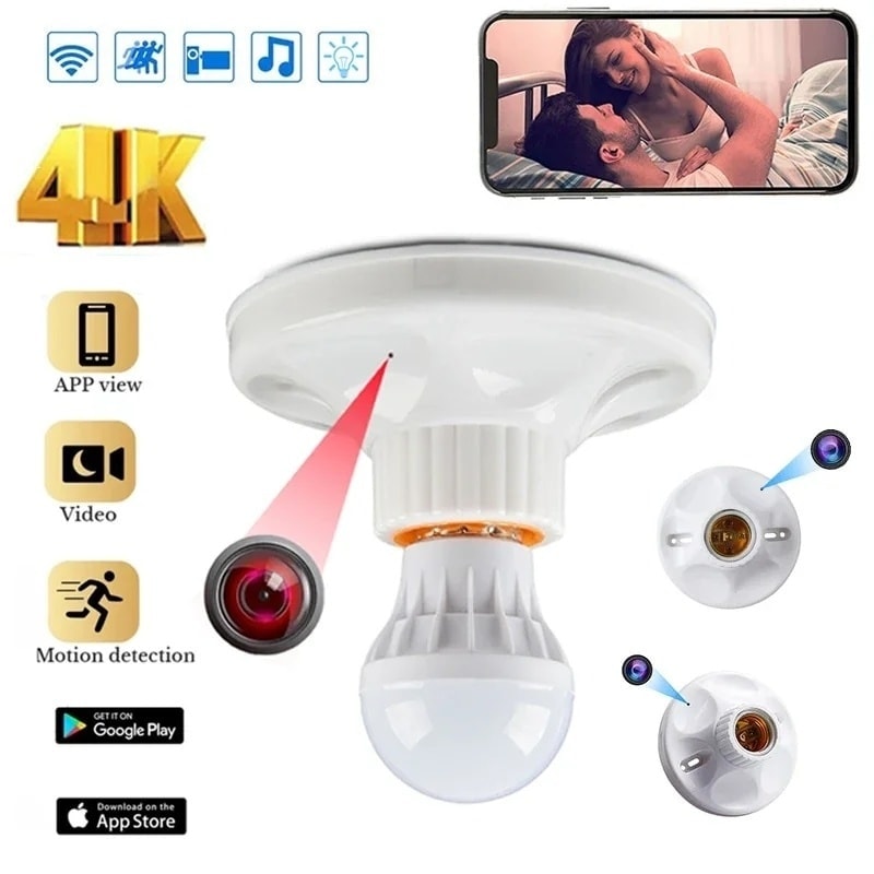 HD Bulb Socket Base Wireless IP Camera Lamp Holder Security Lens Spy ...